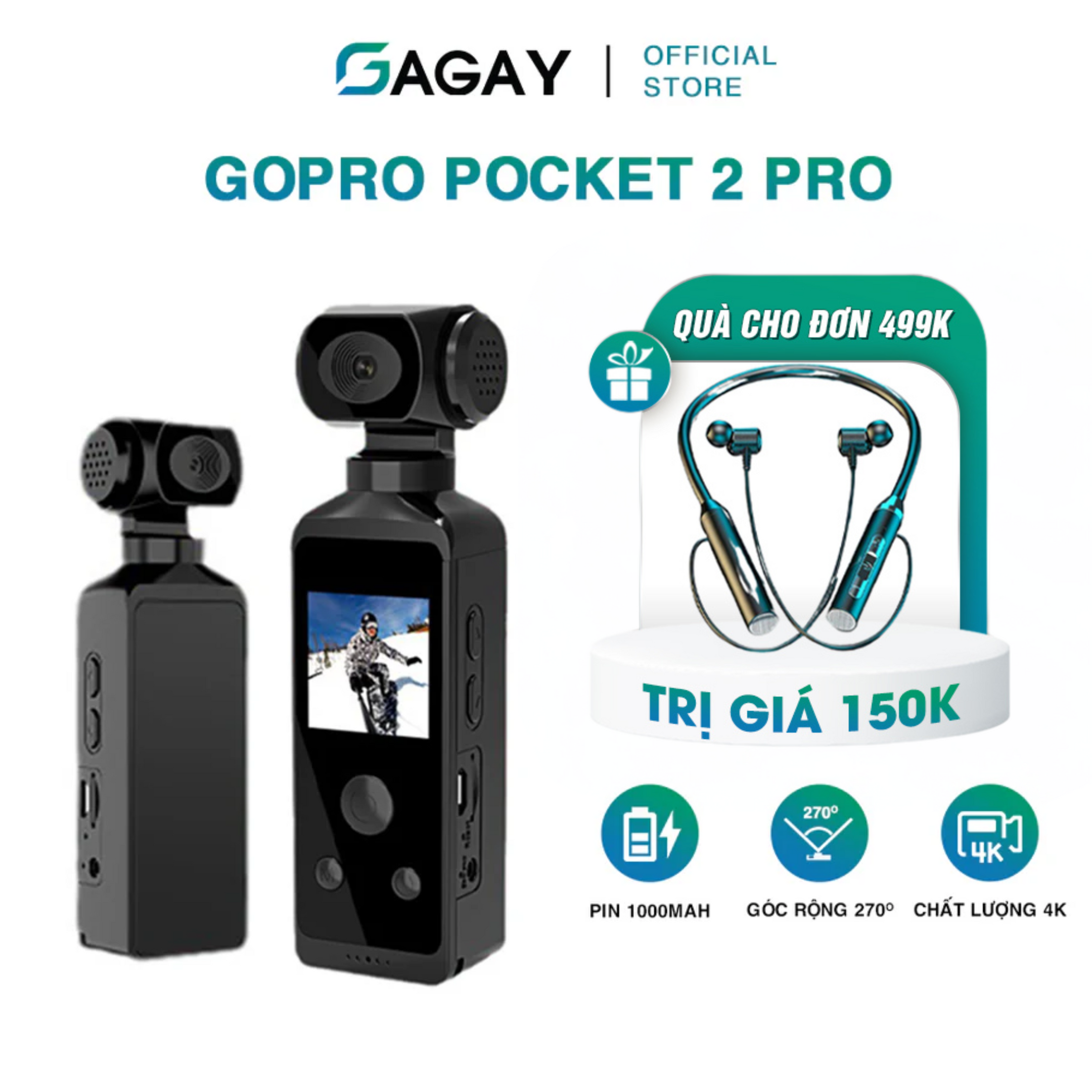 Camera hành trình mini Pocket 2 4K thể thao, đa dạng chức năng, máy ảnh ...